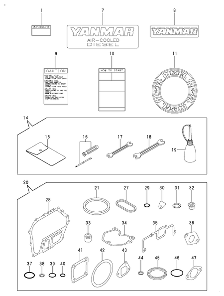 Shop TOOL, LABEL & GASKET SET (L100V6-PMA1) today | Yanmar US