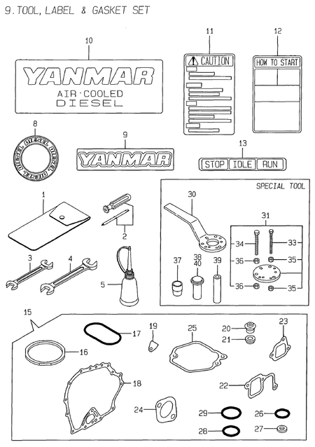 Shop TOOL,LABEL & GASKET SET (L48AE-DG) today | Yanmar US