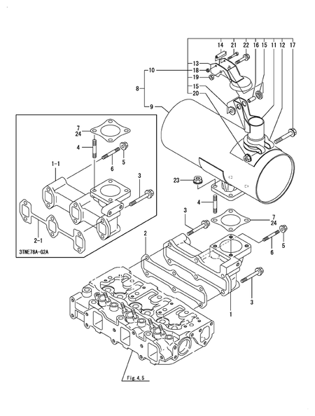 Shop EXHAUST MANIFOLD & SILENCER (3TNE78A-G2A) today | Yanmar US